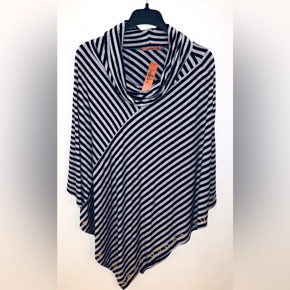 Belldini | Sweaters | Belldini Striped Cowl Neck Poncho With Grommets ...